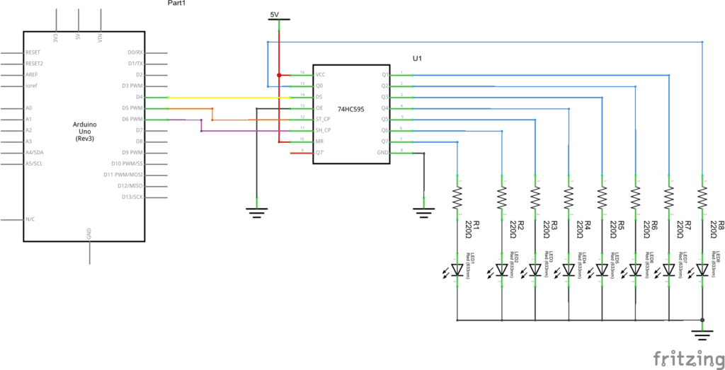 Interfacing the 74HC595