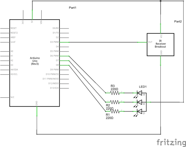 Infra-red control and RGB led example