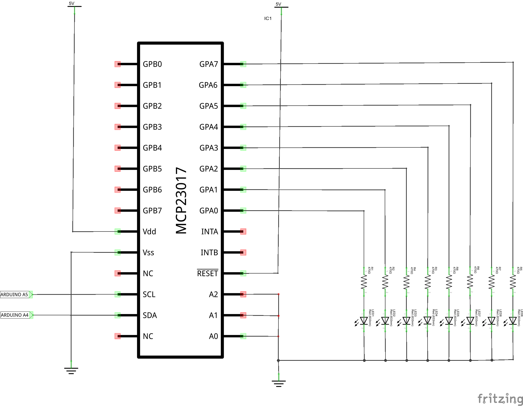 Arduino and MCP23017 example
