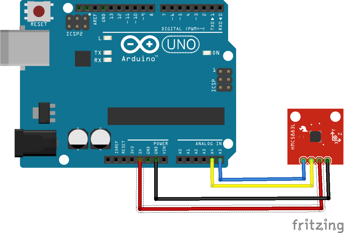 Arduino and HMC5983 magnetometer example