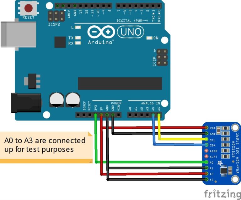 ADS1115 analog-to-digital converter and Arduino