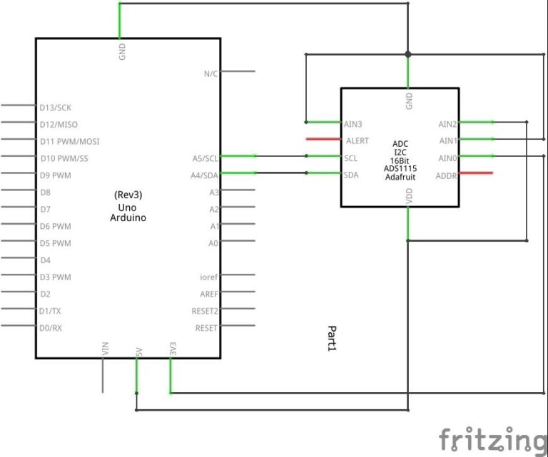 ADS1115 analog-to-digital converter and Arduino