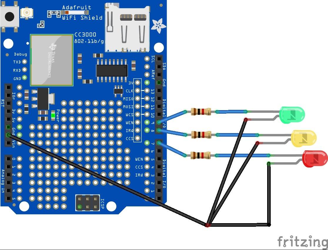 CC3000 WiFi shield mDNS and LED example