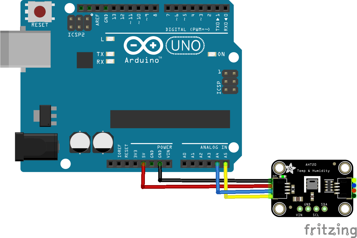 Arduino Uno And Aht20 Integrated Temperature And Humidity Sensor 