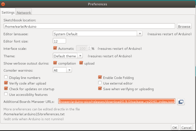 Arduino support for various Rp2040 boards