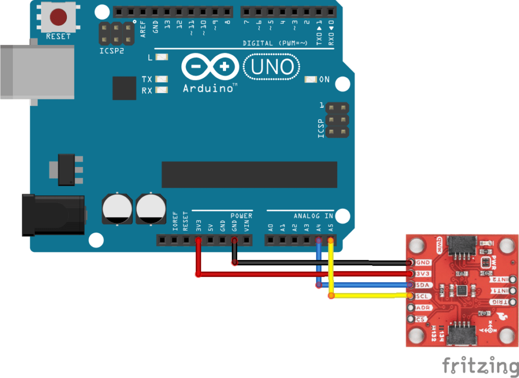 KX132 Triple Axis Accelerometer and Arduino example